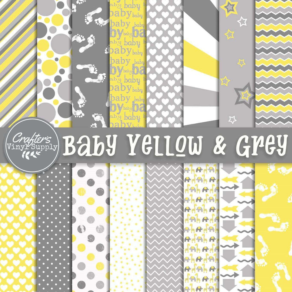 Baby in Yellow & Grey Patterns – Crafter's Vinyl Supply